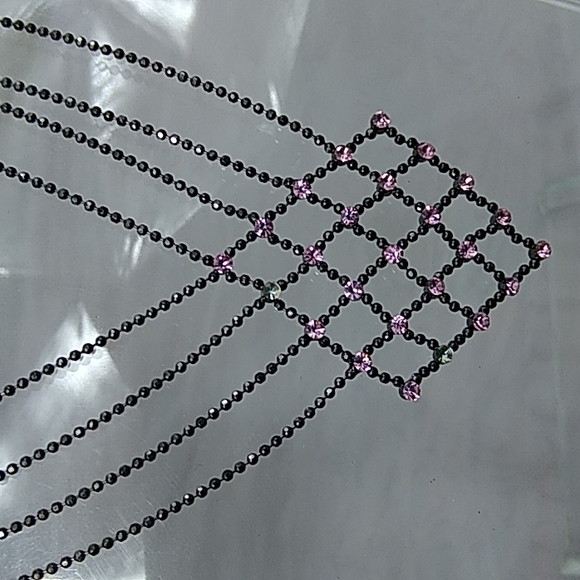 Jewelry | Necklace Pink Gems 4 String Effect | Poshmark